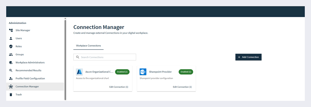 Connection Manager page – Igloo Flex