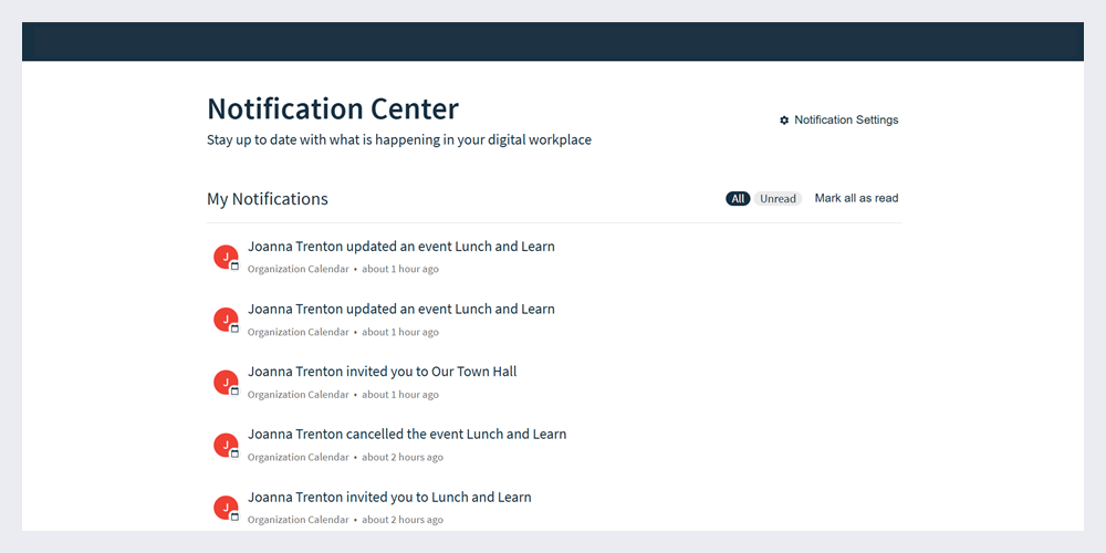 Notification Center page – Igloo Flex