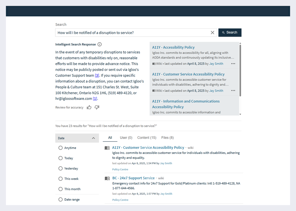 Intelligent Search – Igloo Flex